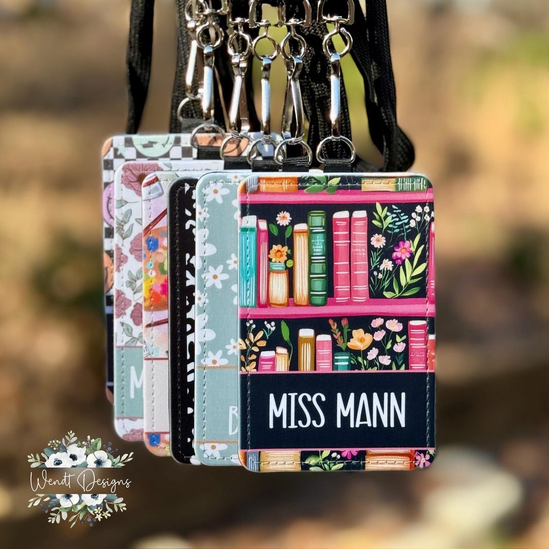 Personalized ID Badge Holder With Clear ID Pocket, 8 Custom Patterns ...
