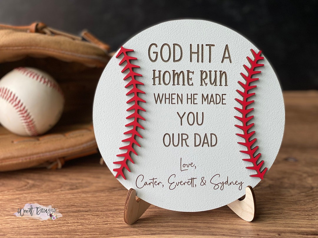 Father’s Day Baseball Sign, God Hit a Home Run, Use Any Name, Baseball ...