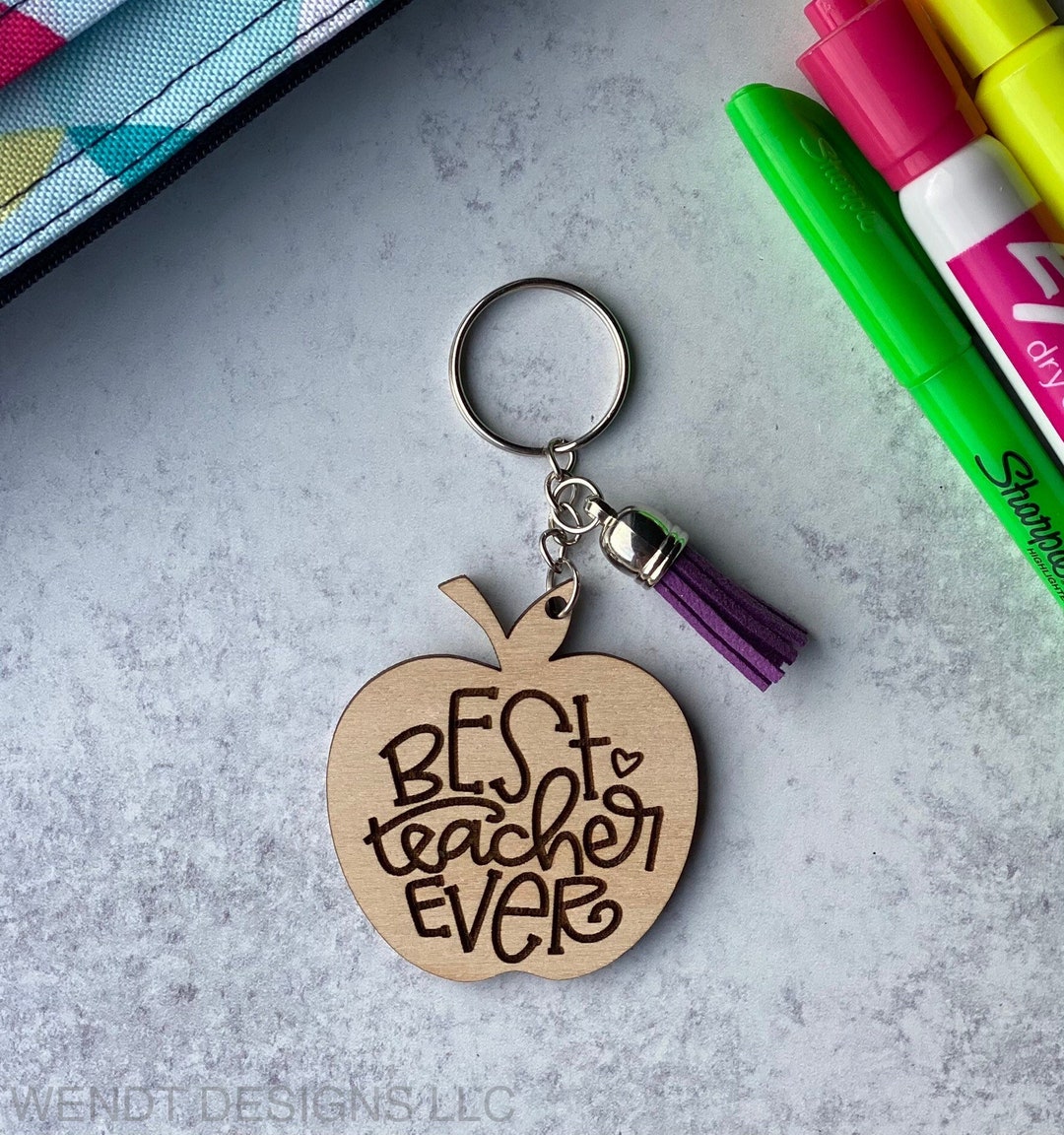 Best Teacher Ever Keychain, Engraved Keychains for Teachers, Teacher ...