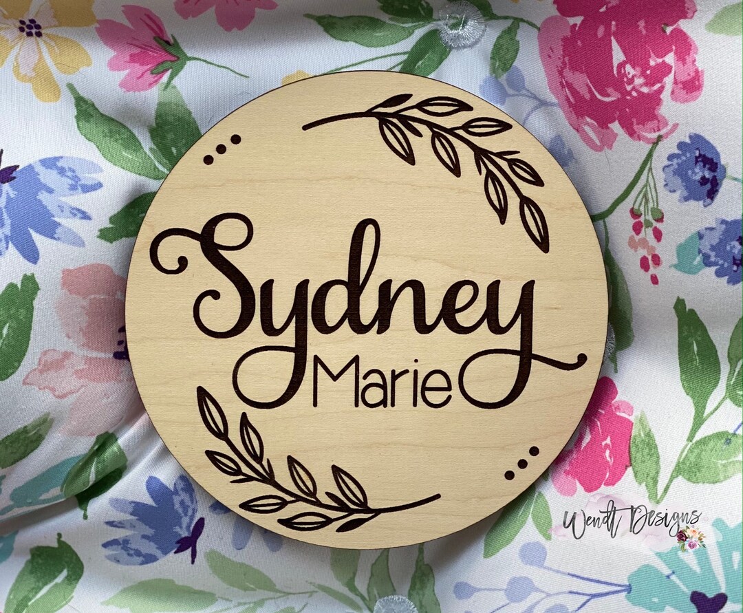 Engraved Mini Name Round, Personalized Baby Name Announcement, Newborn ...