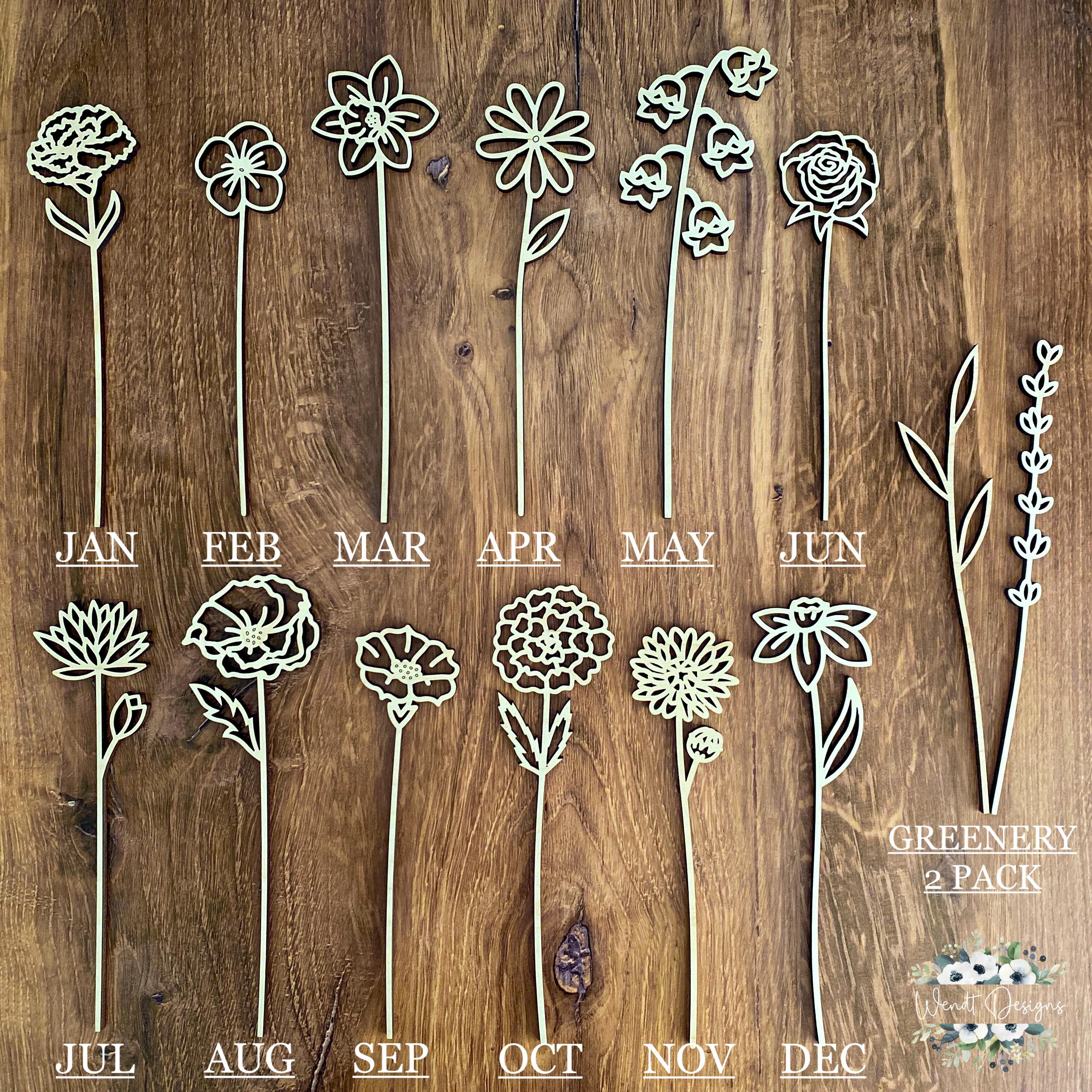 Birth Month Stems, Wooden Flowers, Birth Month Bouquets, Natural Wood ...