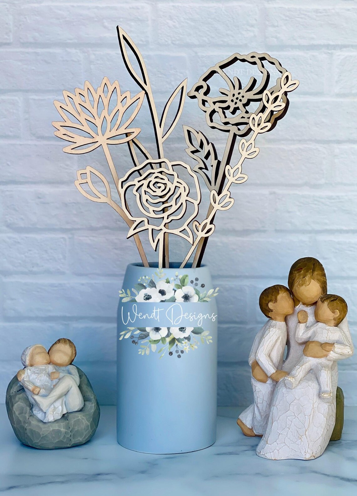 Birth Month Stems, Wooden Flowers, Birth Month Bouquets, Natural Wood ...