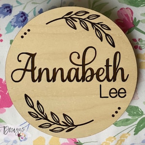 Engraved Mini Name Round, Personalized Baby Name Announcement, Newborn ...