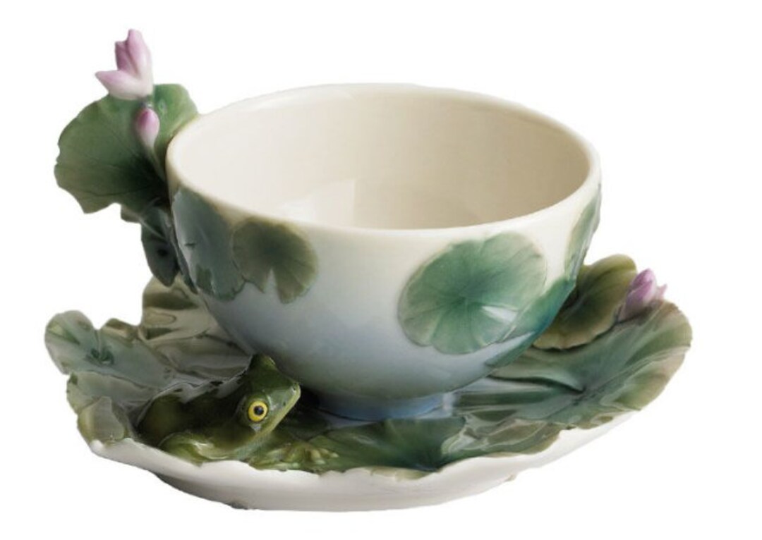 Rare Vintage Franz Amphibia Frog on Lily Pad Retired Porcelain Cup and ...