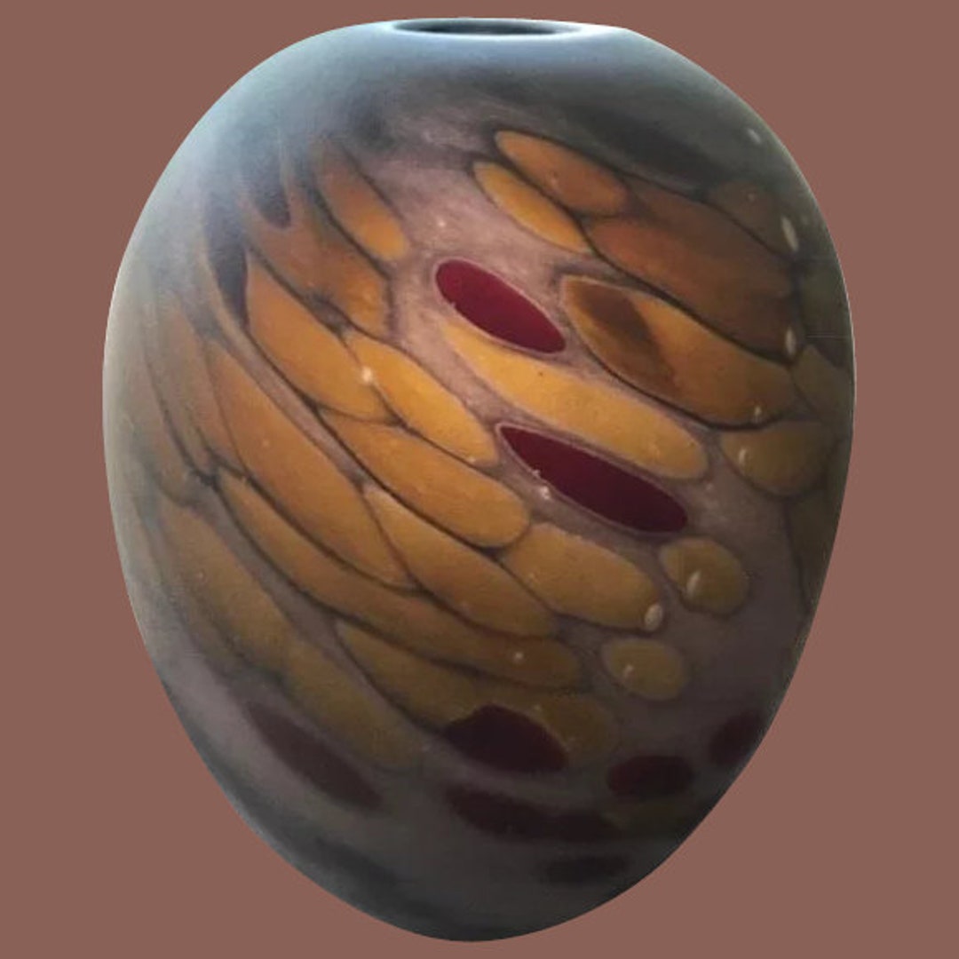 Studio Blown Art Glass Gum Leaves Bush Fire Vase Signed Keith - Etsy