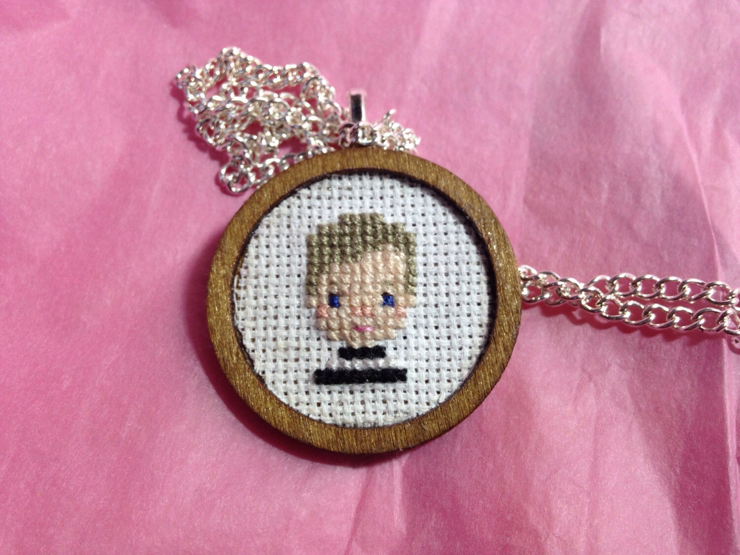 John Watson Cross Stitch Necklace Hand Embroidered Necklace Sherlock ...