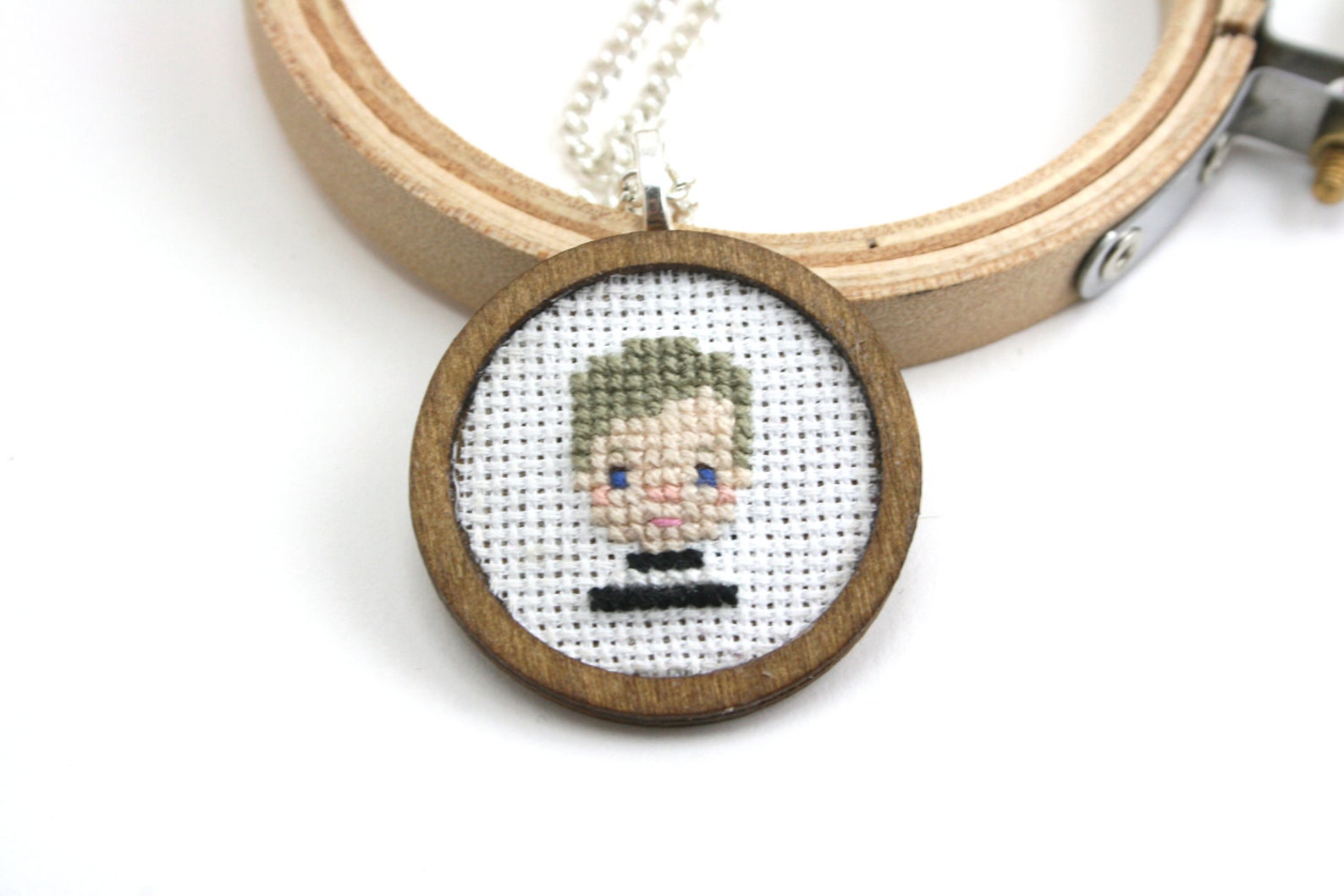 John Watson Cross Stitch Necklace Hand Embroidered Necklace Sherlock ...