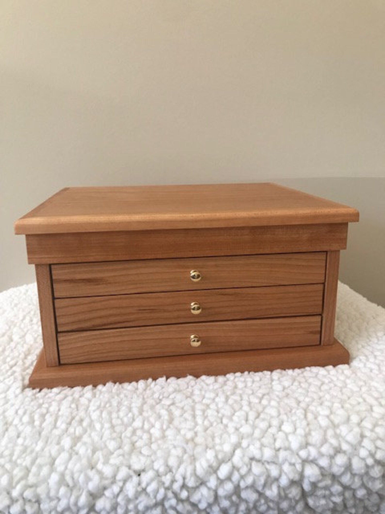 Handcrafted Cherry Jewelry Box - 3 Drawers With Top Tray - Etsy