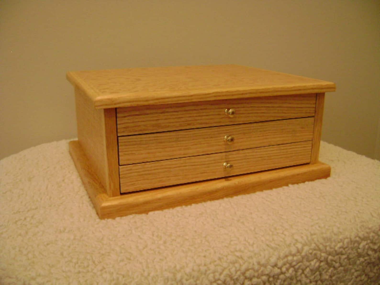 Handcrafted White Oak Jewelry Box 3 Drawers | Etsy