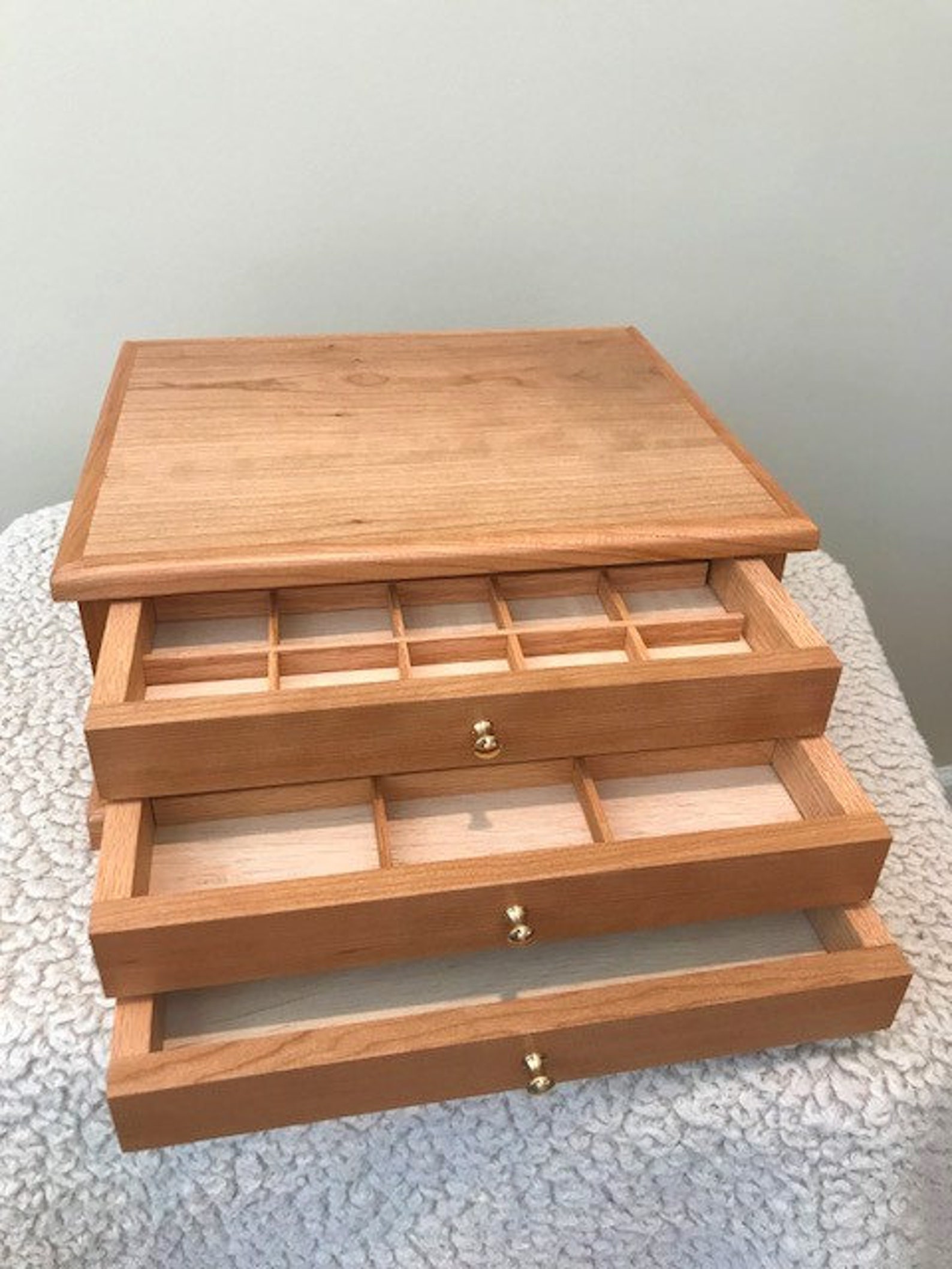 Handcrafted Cherry Jewelry Box 3 Drawers | Etsy