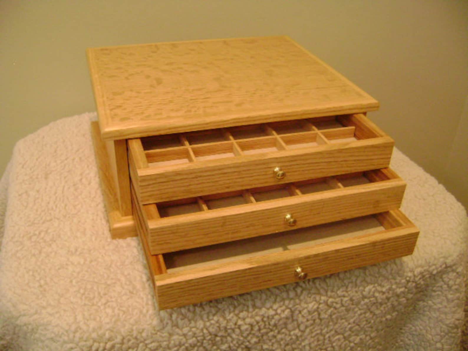 Handcrafted White Oak Jewelry Box 3 Drawers | Etsy