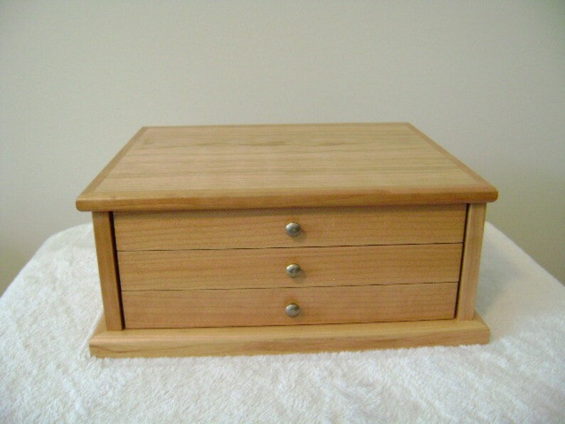 Handcrafted Cherry Jewelry Box 3 Drawers | Etsy