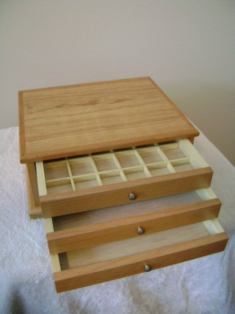 Handcrafted Cherry Jewelry Box 3 Drawers | Etsy