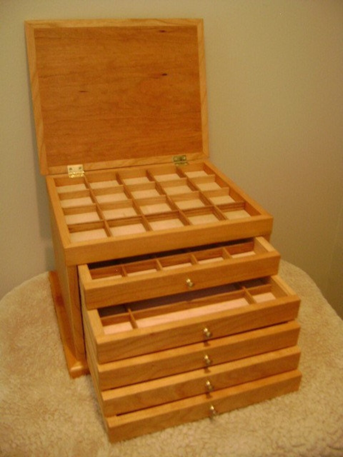 Handcrafted Cherry Jewelry Box 5 Drawers With Top Tray - Etsy
