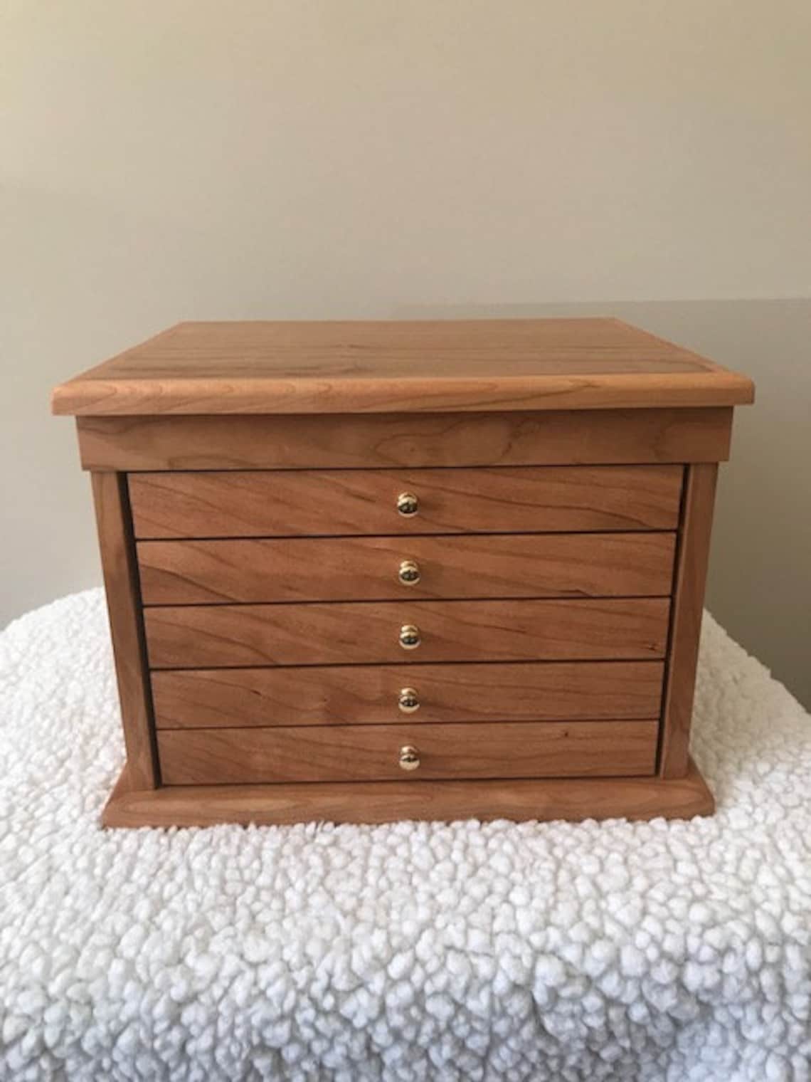 Handcrafted Cherry Jewelry Box - 5 Drawers With Top Tray - Etsy