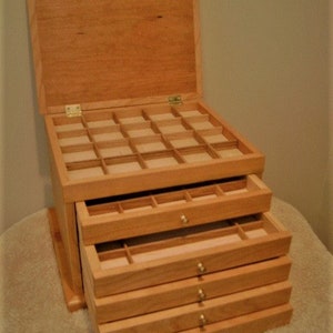 Handcrafted Cherry Jewelry Box - 5 Drawers With Top Tray - Etsy