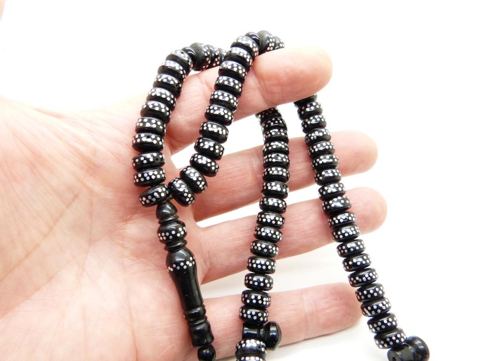 Black Inlaid Coquilla Nut Shadhili Subha Sebha Tasibh Misbaha Prayer ...