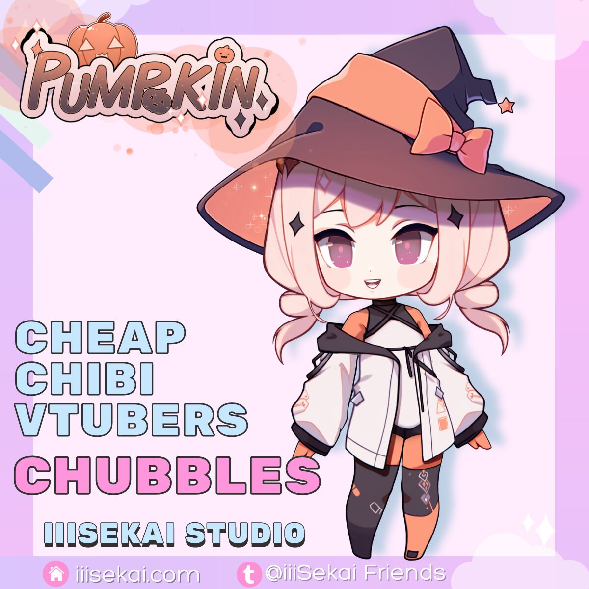 Pumpkin Chubble - Live2d Vtuber Model - (ready to Use) Premade Affordable Chibi Vtubers - Etsy