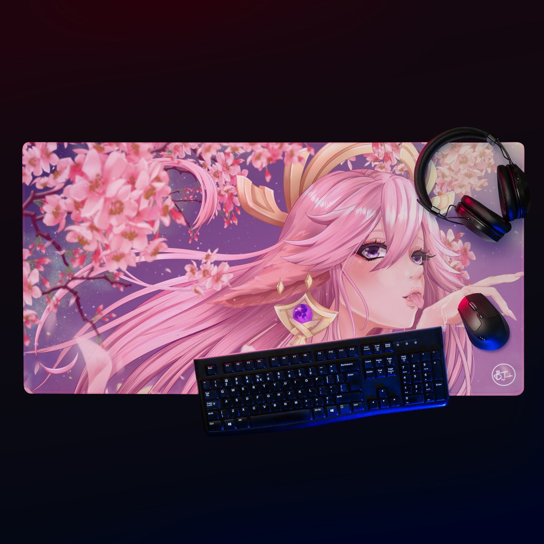 Yae Miko From Genshin Impact Fan Art Gamer Mouse Pad Game Mat Vtuber ...