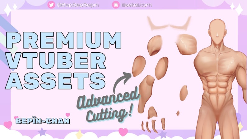 Male 2D Vtuber Base || Vtuber Art Assets || Manly Full Body Model Base || Live2d Model Base ...