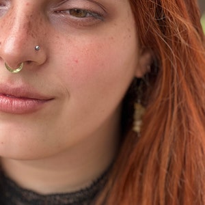 14G or 16G Septum Ring, Golden Brass Hammered Crescent Moon, Choose ...