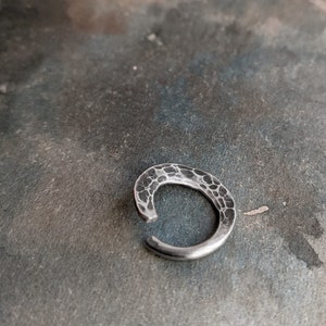 12G, 14G, 16G, 18G Sterling Silver Septum Ring, Hammered Oxidized ...
