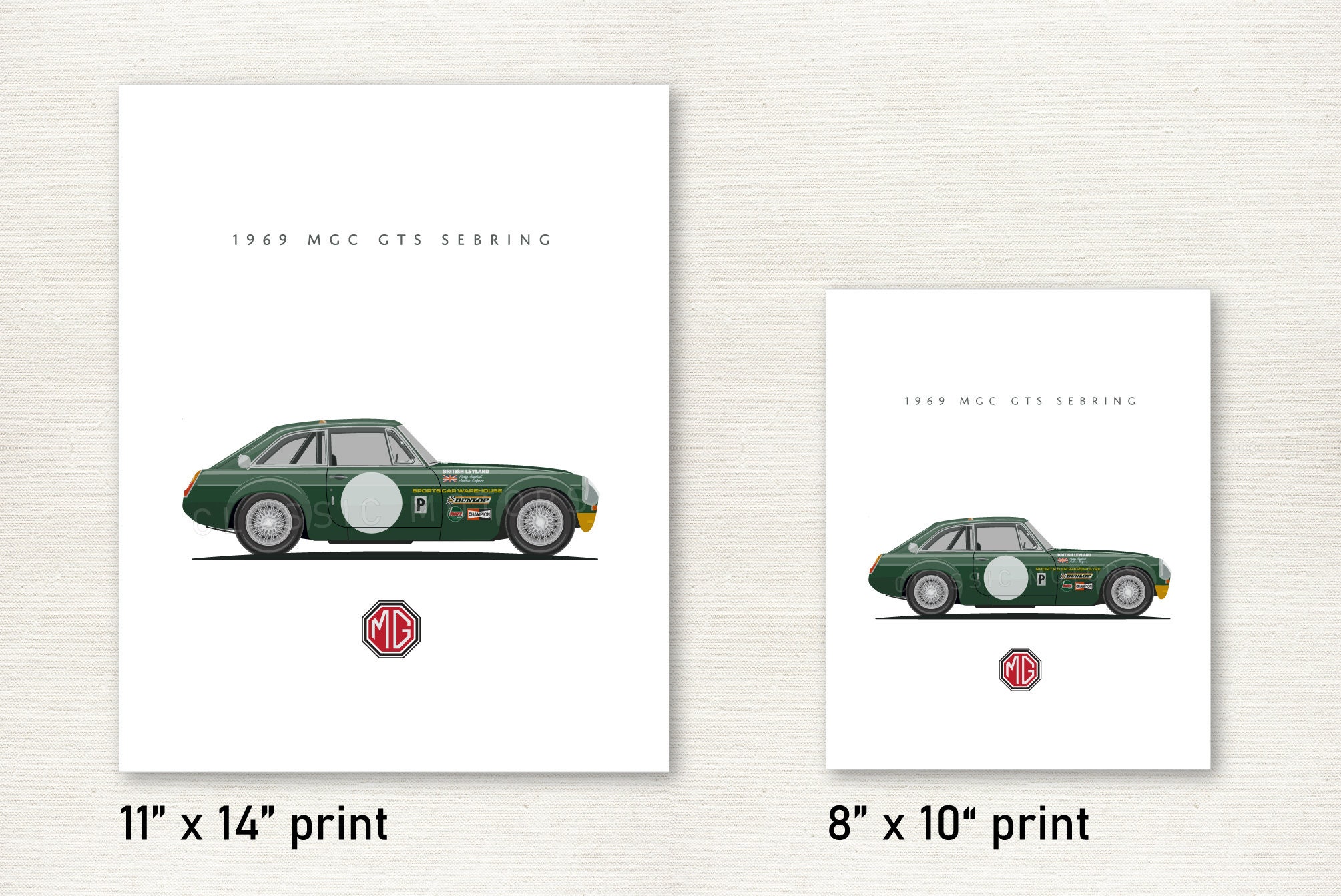 MG MGC GTS Sebring Race Car - Unframed Color Print - Free ...