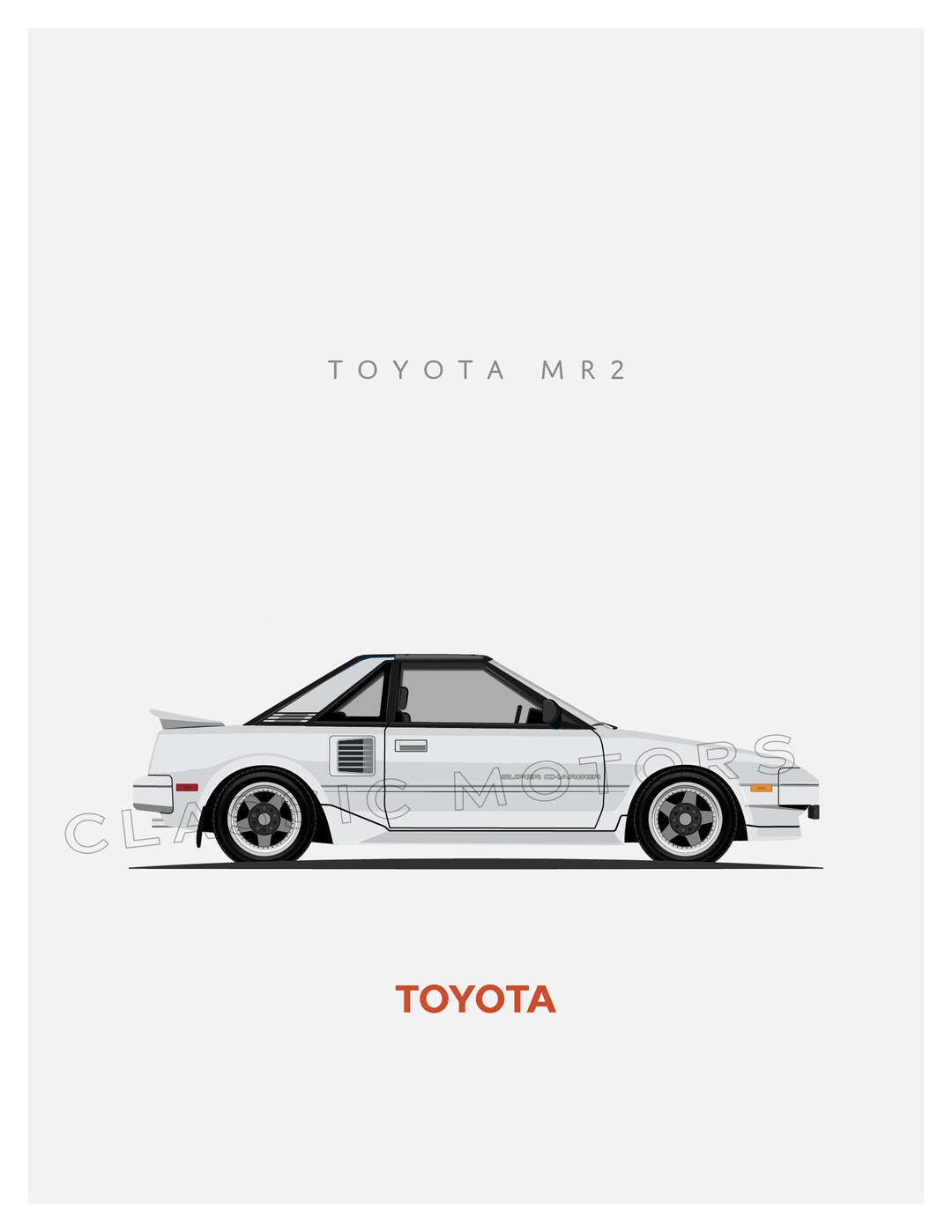 PRINT Toyota MR2 Unframed Illustrated Artwork Free Personalization - Etsy