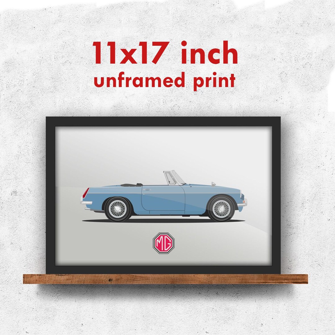 Unframed 11x17 Inch Color Print of a Classic MG MGB Sports Car Perfect ...