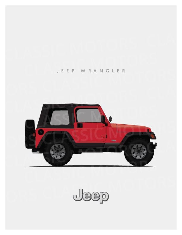 PRINT Jeep Wrangler 8x10 inch unframed print Free year & | Etsy
