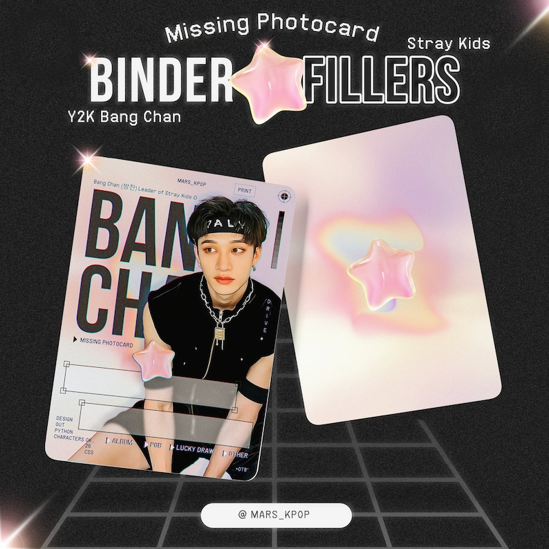 Bang Chan Photocard Binder Fillers - Y2K Version - Stray Kids - Etsy