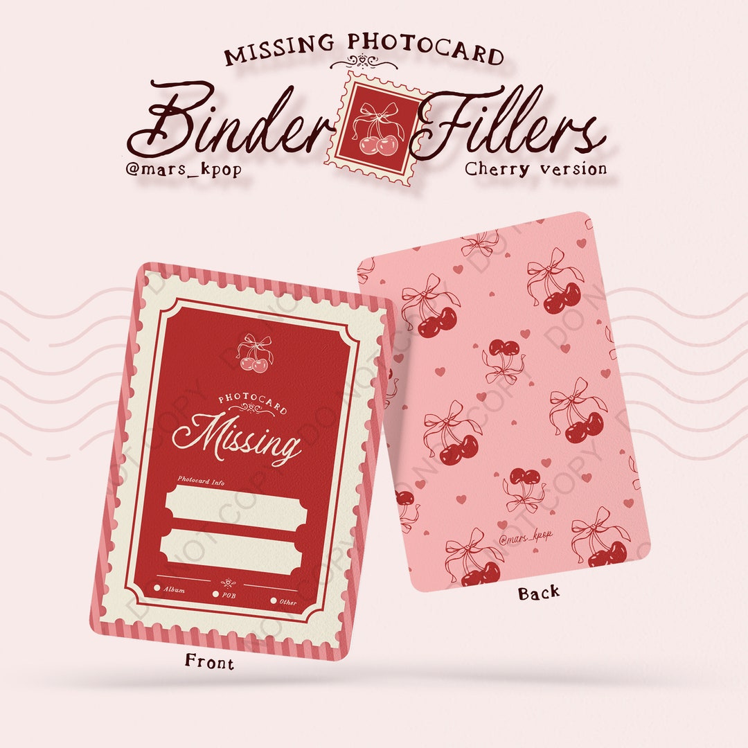 Laminated Kpop Photocard Binder Fillers - Cherry Version - Etsy