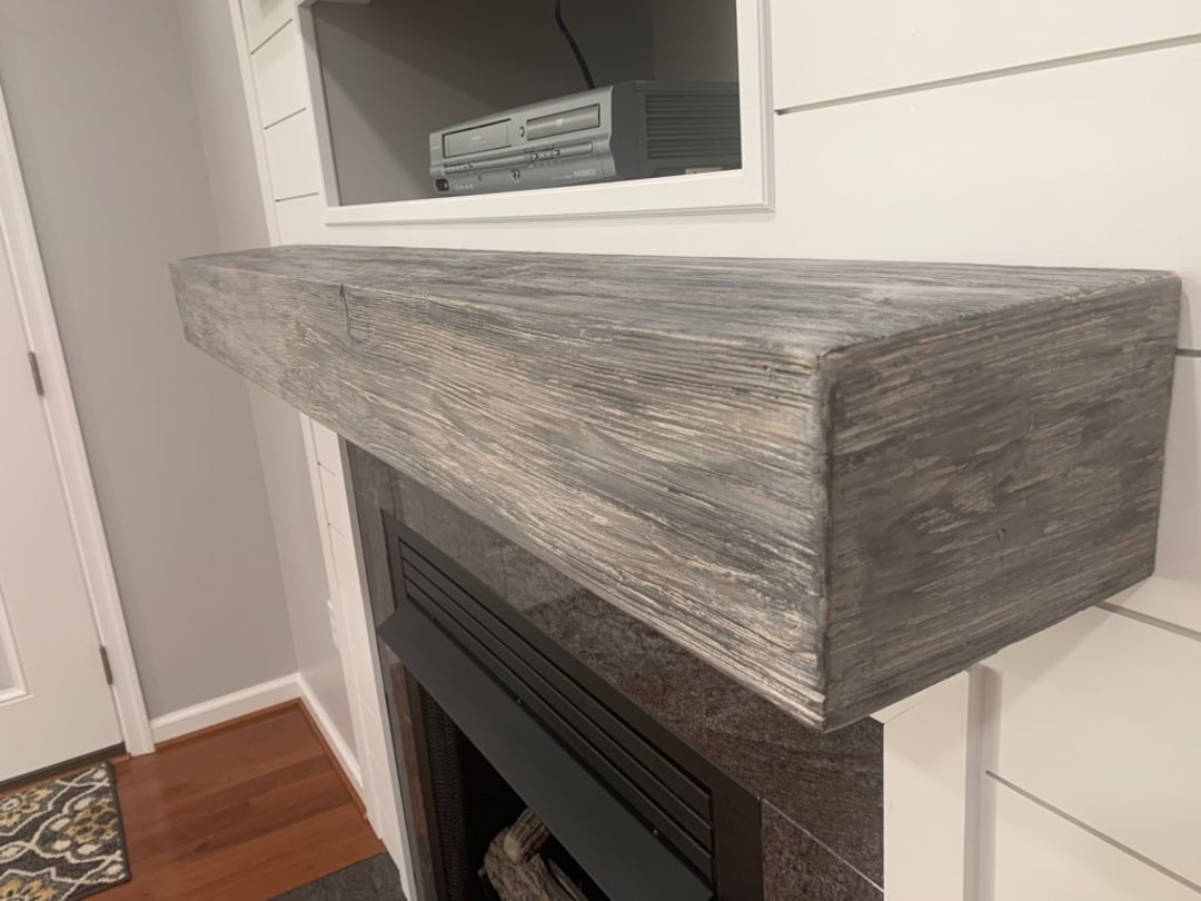 Weathered Gray Mantel, Mantle, Floating Shelf, Floating Mantle ...