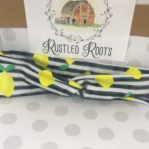 Lemon Stripes Knotted Turban Headband - Etsy
