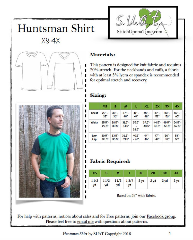 Huntsman Shirt Pattern: Men's Custom Fit T-shirt (PDF Pattern) - Etsy