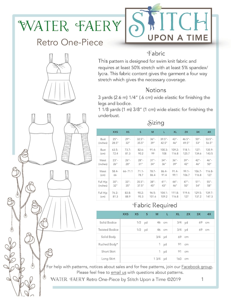 Water Faery Retro One-piece Pattern - Etsy