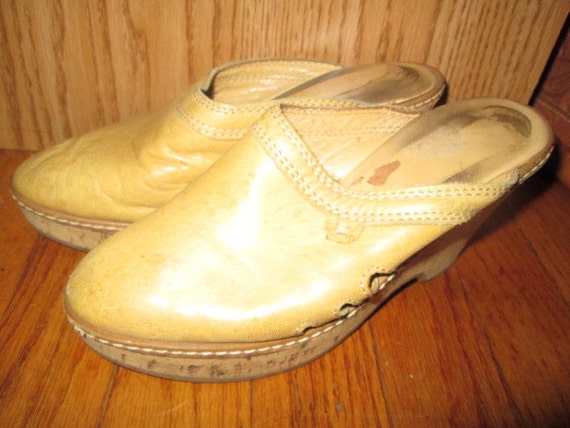 Well Worn 70s 80s Leather High Heel Clogs Shoes ITALY GERMANY | Etsy
