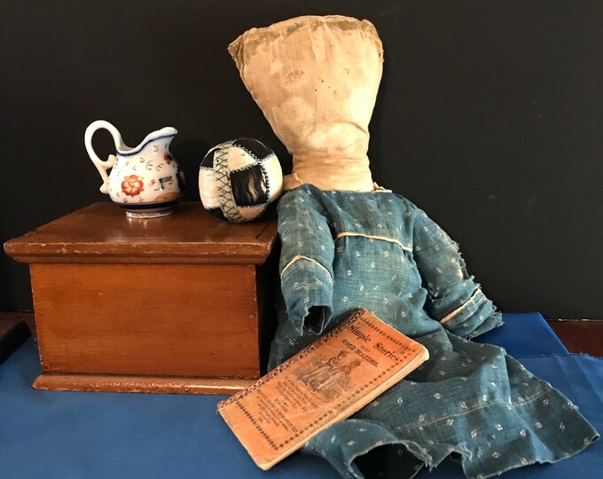 Antique Rag Doll Blue Calico Dress Antique Cloth Doll - Etsy