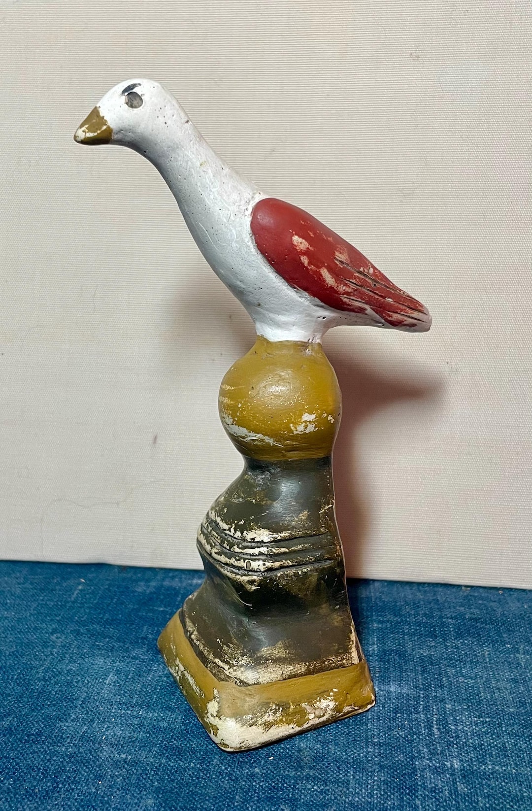Antique Chalkware Bird Perched on Sphere - Etsy
