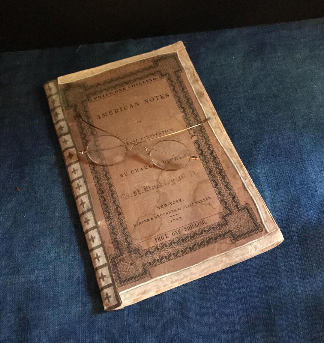 Antique Book With Fabric Spine, American Notes, 1842 - Etsy