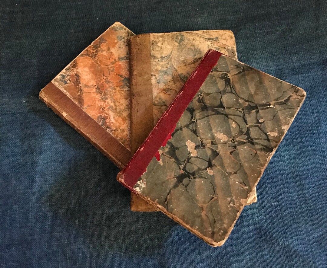 Antique Miniature Books With Marbled Covers - Etsy