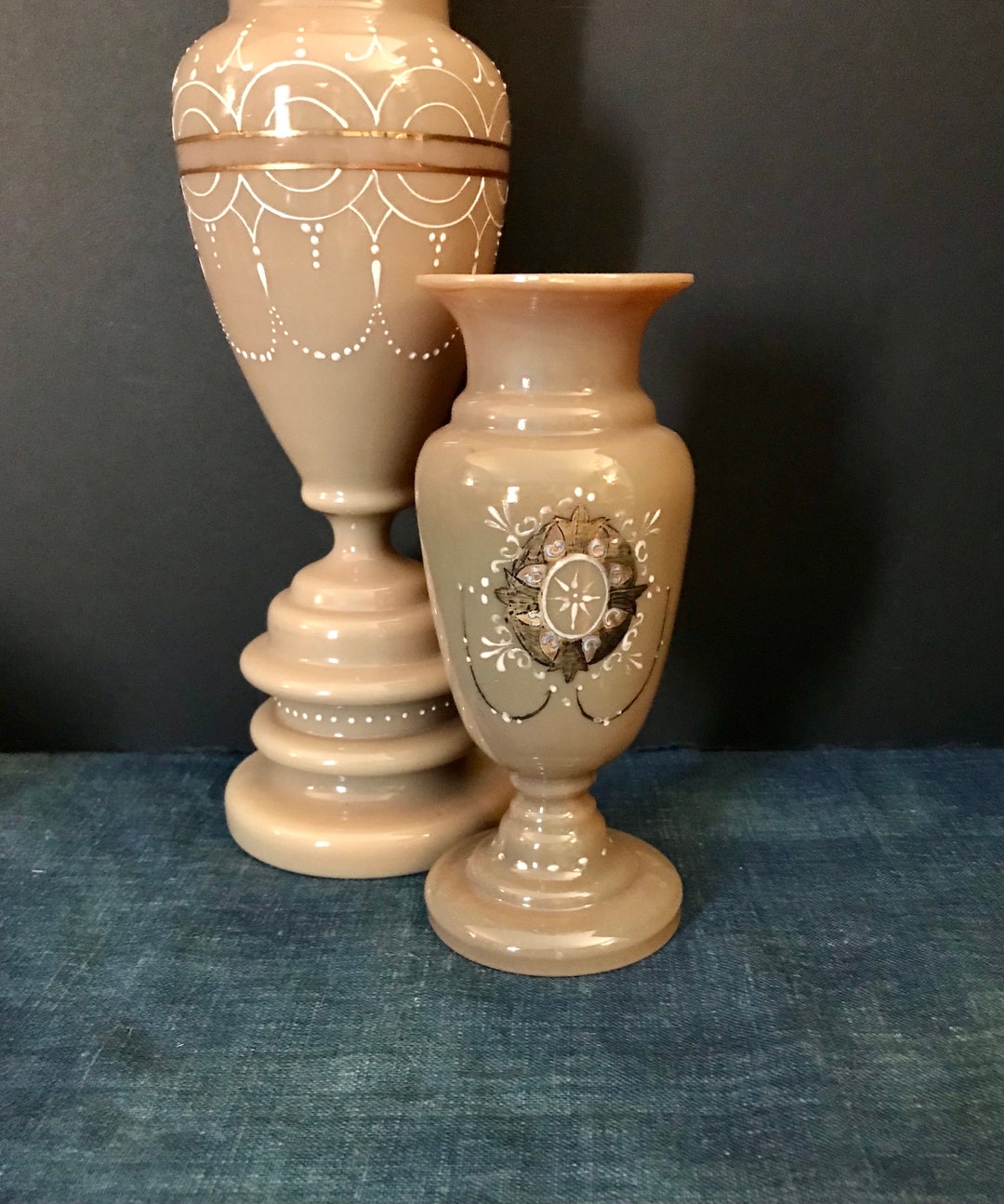 Antique Bristol Glass Vase, Short Taupe, Greek Revival - Etsy
