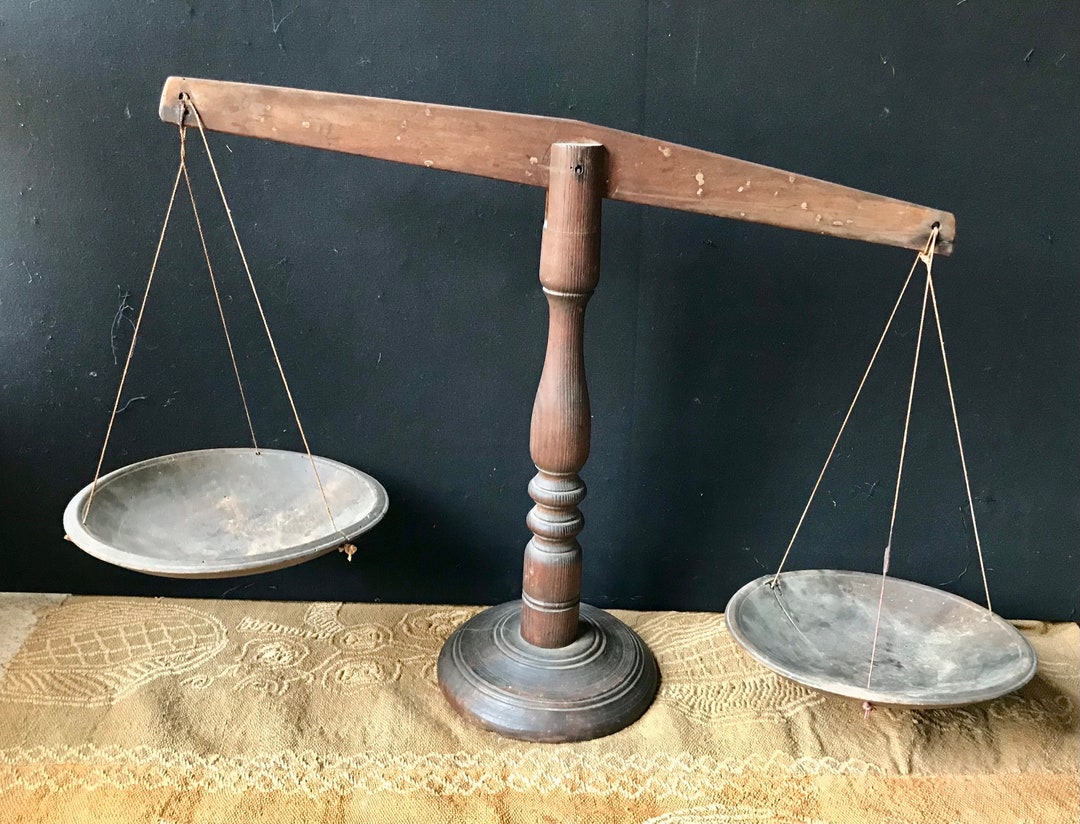 Antique Wood Balance Scale, Turned Wood - Etsy