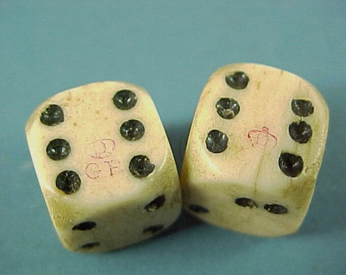 18th Century Georgian Bone Dice, Stamped With Crown and GR, Stamp Tax ...
