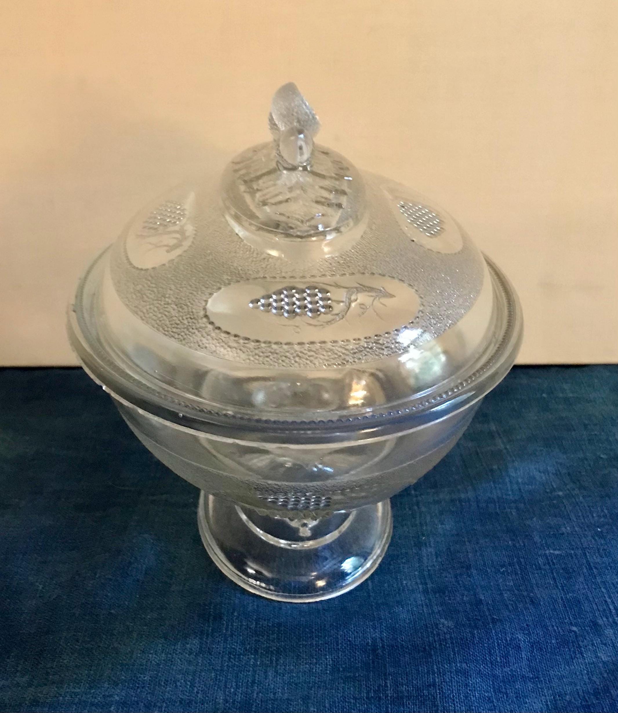 Antique Pressed Glass Compote, Stippled Grape, Doyle & Co., 1871 - Etsy