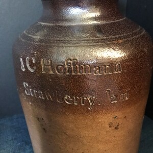 Antique English Saltglazed Stoneware Preserve Jar, Hoffmann, Strawberry ...