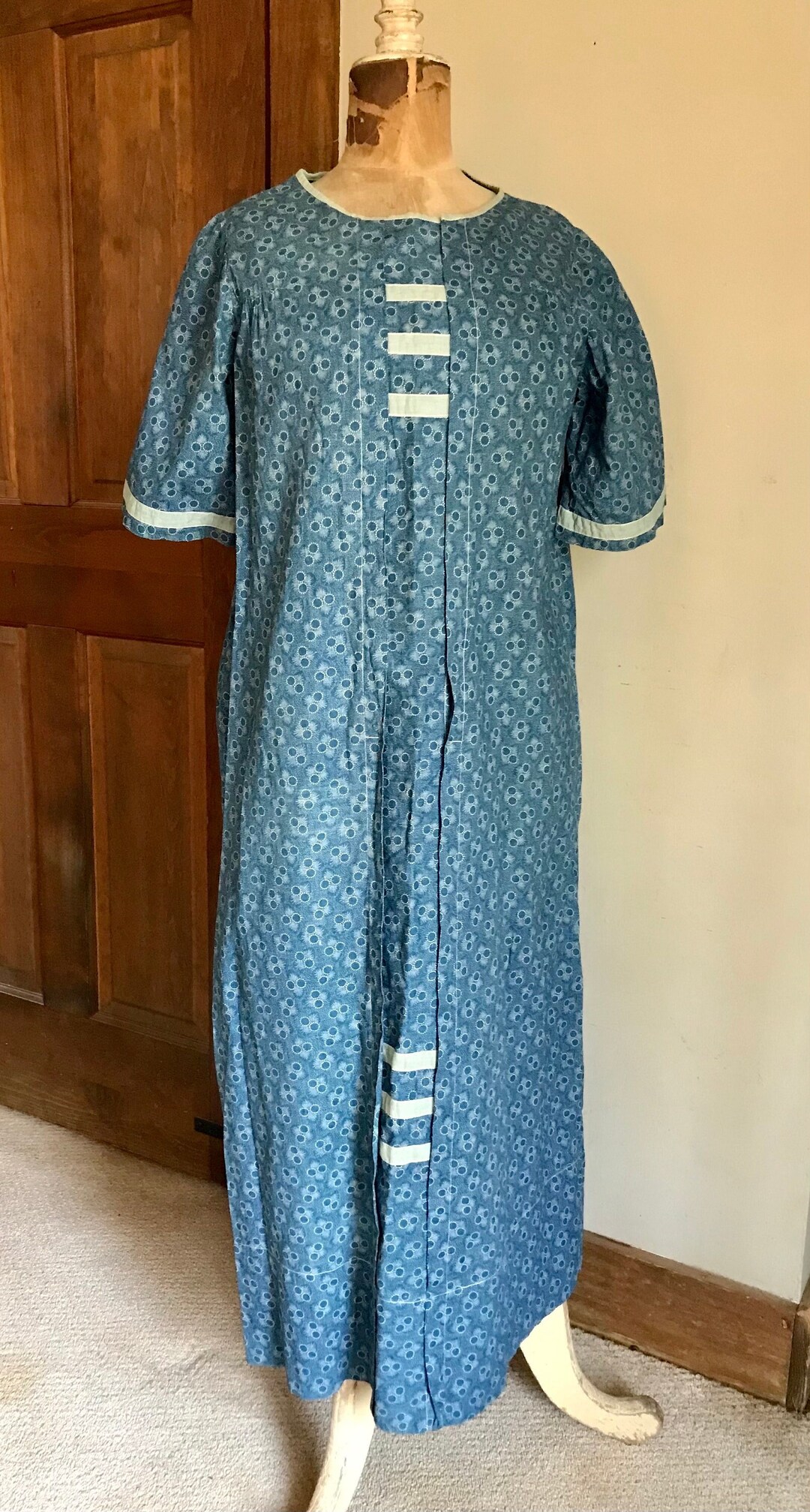 Antique Woman's Blue Calico Dress - Etsy