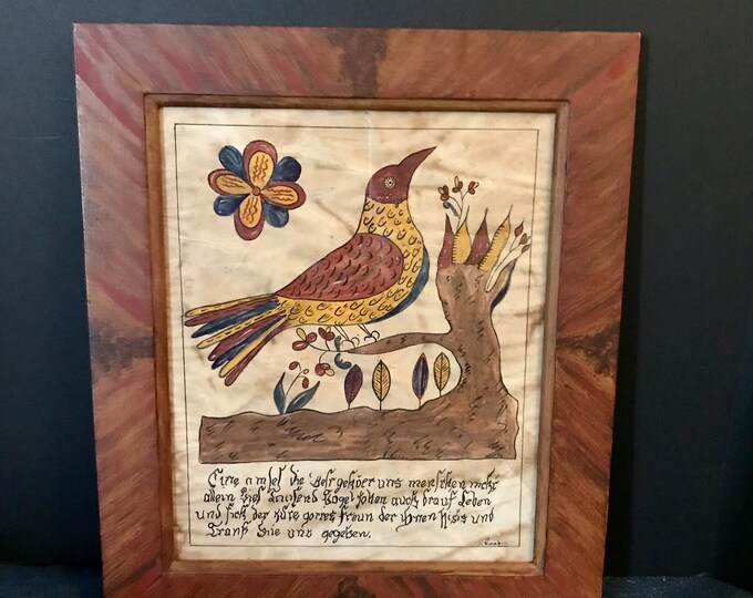 Vintage Joan Raab Folk Art Fraktur, the Robin - Etsy