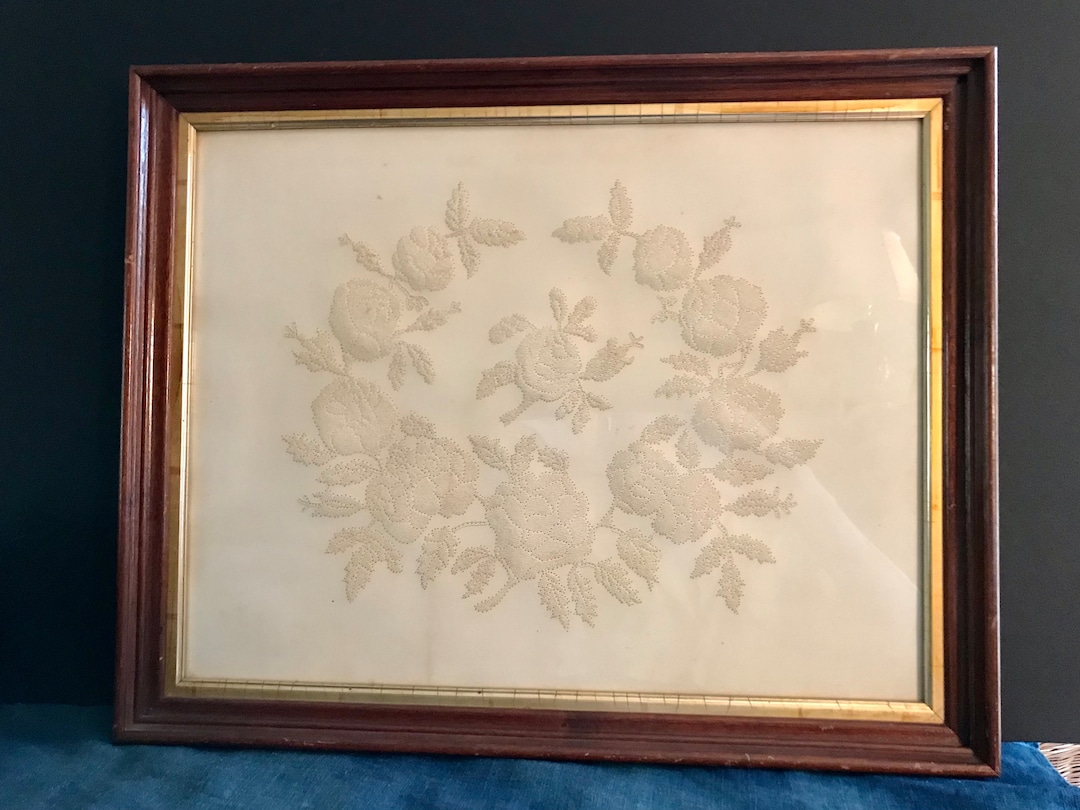 Antique Pinprick Picture in Frame, C. 1870, Ollie Neer, Blenheim, NY - Etsy