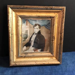 Antique Miniature Painting, Portrait of Man in Original Gilt Frame - Etsy